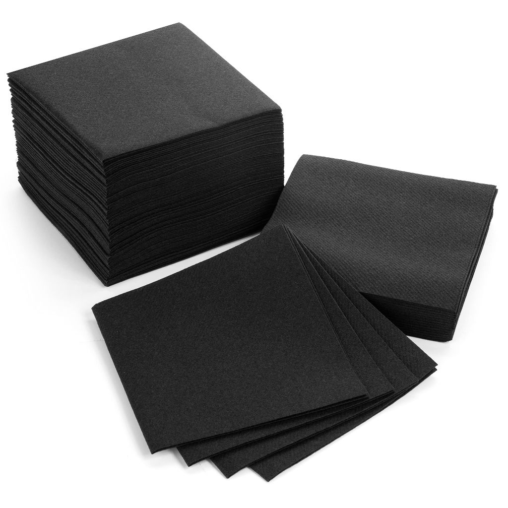 FSC Cocktail napkins serviettes 240mm x 240mm BLACK 2ply (250pcs/pkt ...