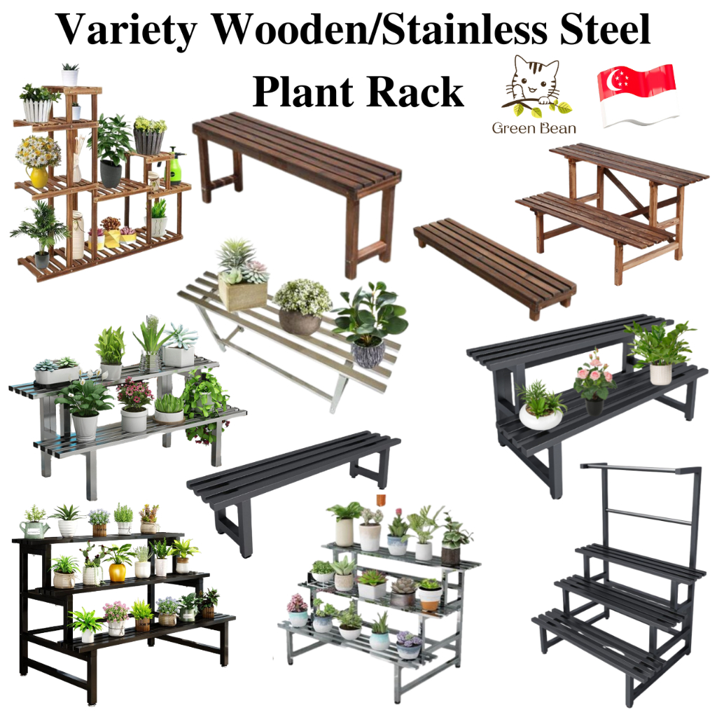 [SG STOCK] Plant Rack Plant Stand Wooden Plant Self Flower Rack For ...