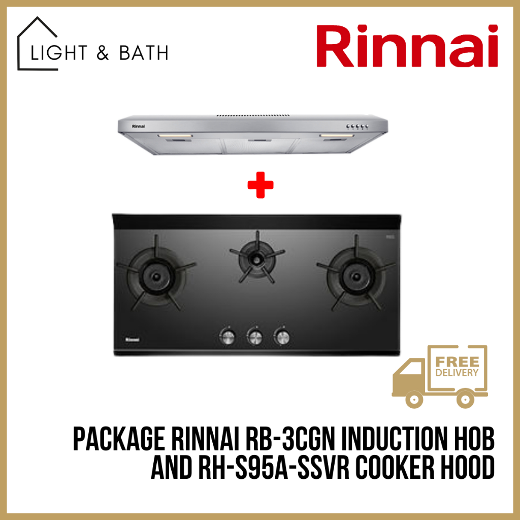 [BUNDLE] Rinnai RB-3CGN Induction Hob and RH-S95A-SSVR Cooker Hood | Shopee Singapore
