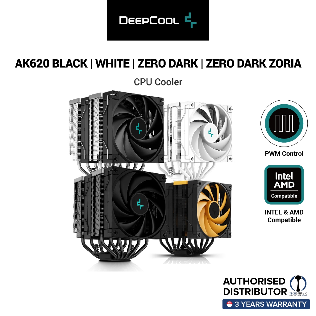 Deepcool AK620 / Zero Dark / Zero Dark Zoria, 6 x 6mm Heatpipe Dual ...