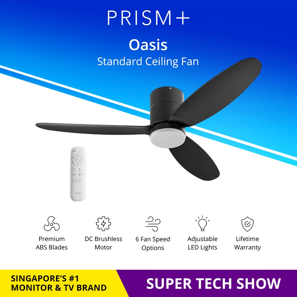 PRISM+ Oasis Ceiling Fan | 3 Blades | Integrated Dimmable Lights | 6 ...