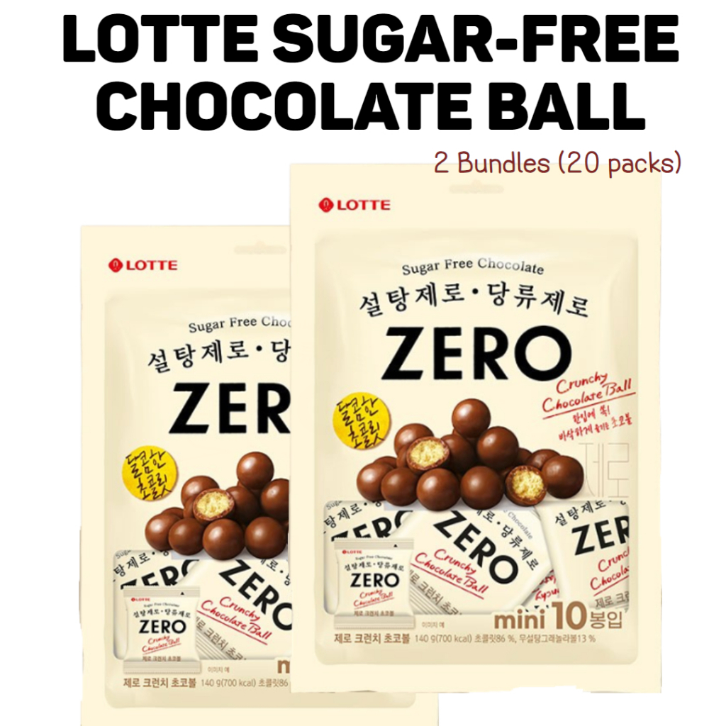 [ LOTTE, ZERO] Sugar FREE Chocolate ball (2 big Packs - 20p, 280g), Ready Stock from Seoul ...