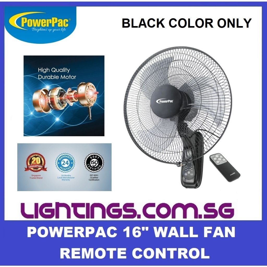PowerPac 16 Inch Wall Fan Remote control - PPWF40R BLACK COLOR | Shopee ...