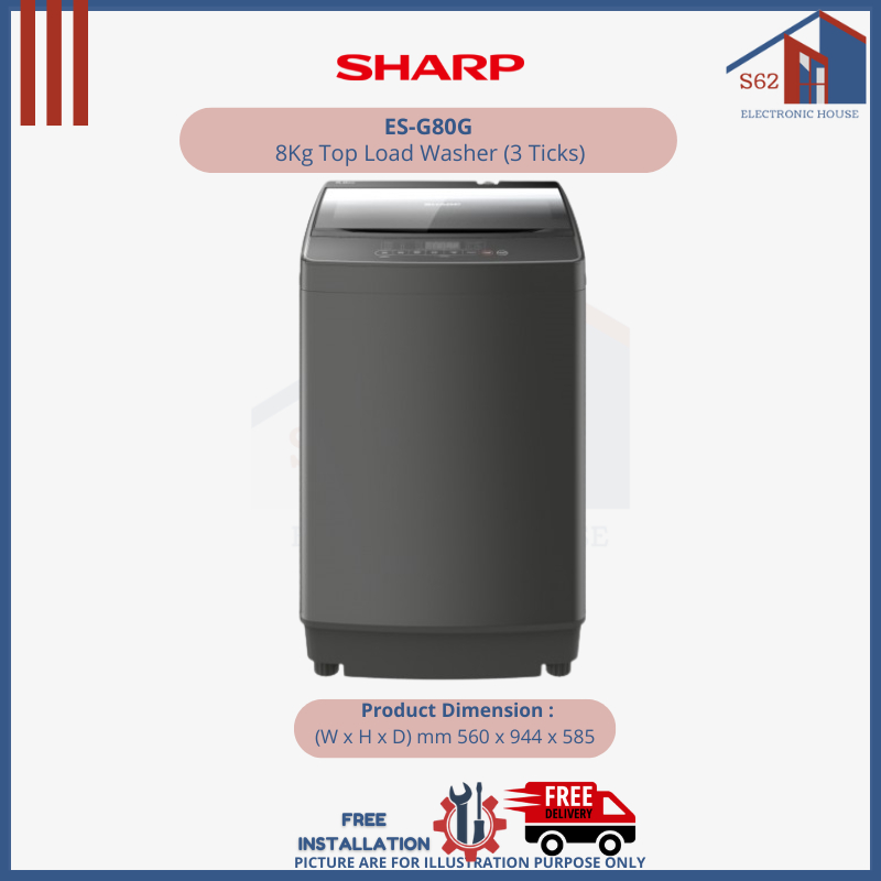 Sharp ES-G80G Top Load Washing Machine (8KG) | Shopee Singapore