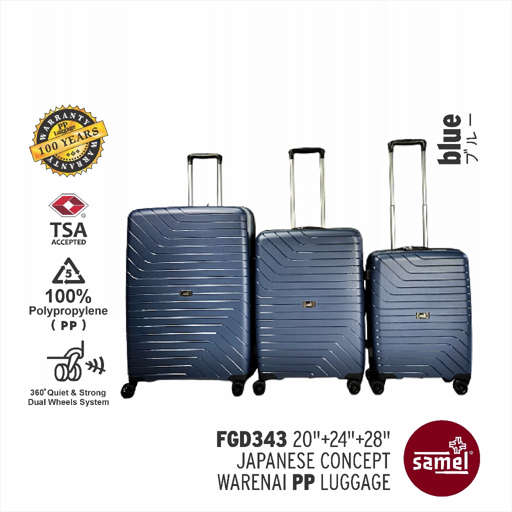 SAMEL 3 IN 1 SET FGD 343 JAPANESE CONCEPT WARENAI PP LUGGAGE 20'' 24 ...