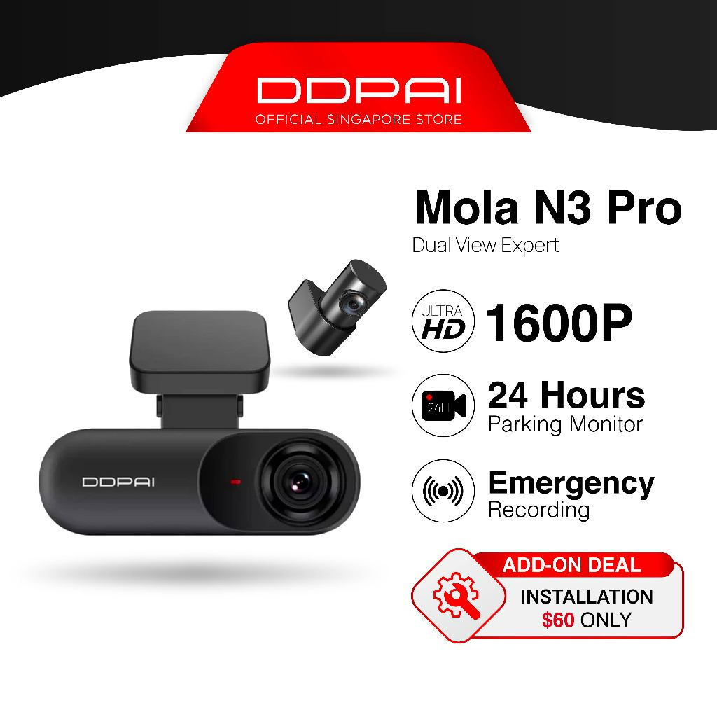 DDPAI Mola N3 Pro Front and Rear 1600P HD Vehicle Drive Auto Video DVR GPS Dash Cam | Shopee ...