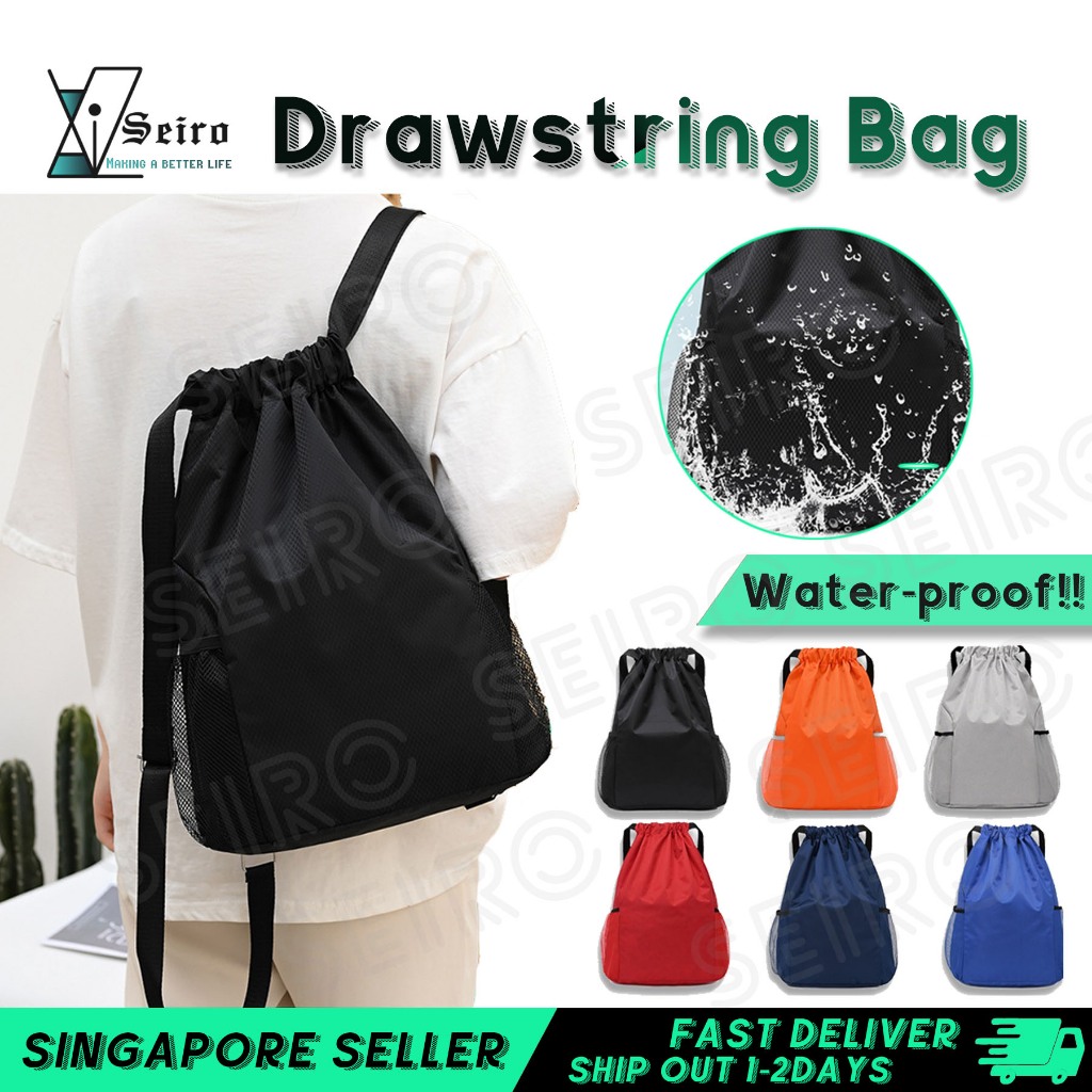 【SG】Large Waterproof Drawstring Bag String Backpack Sports Dry Bag with ...