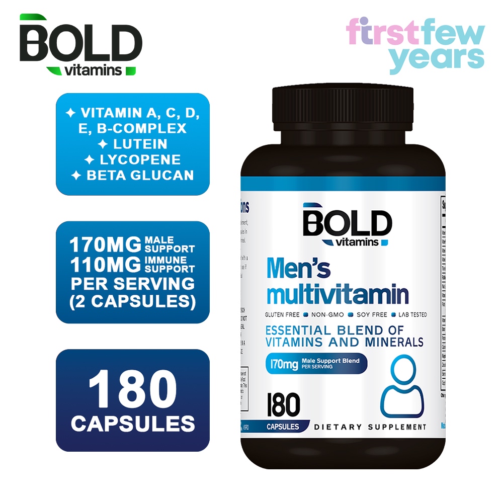 Bold Vitamins Men’s Multivitamin (180 Caps) Multimineral, Vitamins A, C ...