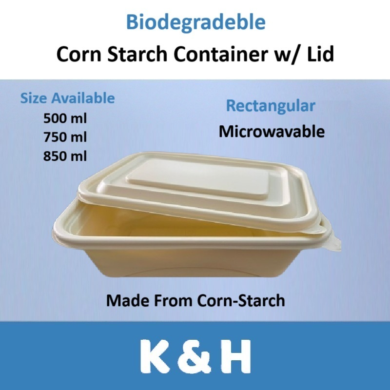 Rectangular Container Box / Corn Starch Rectangle Container with Lids ...