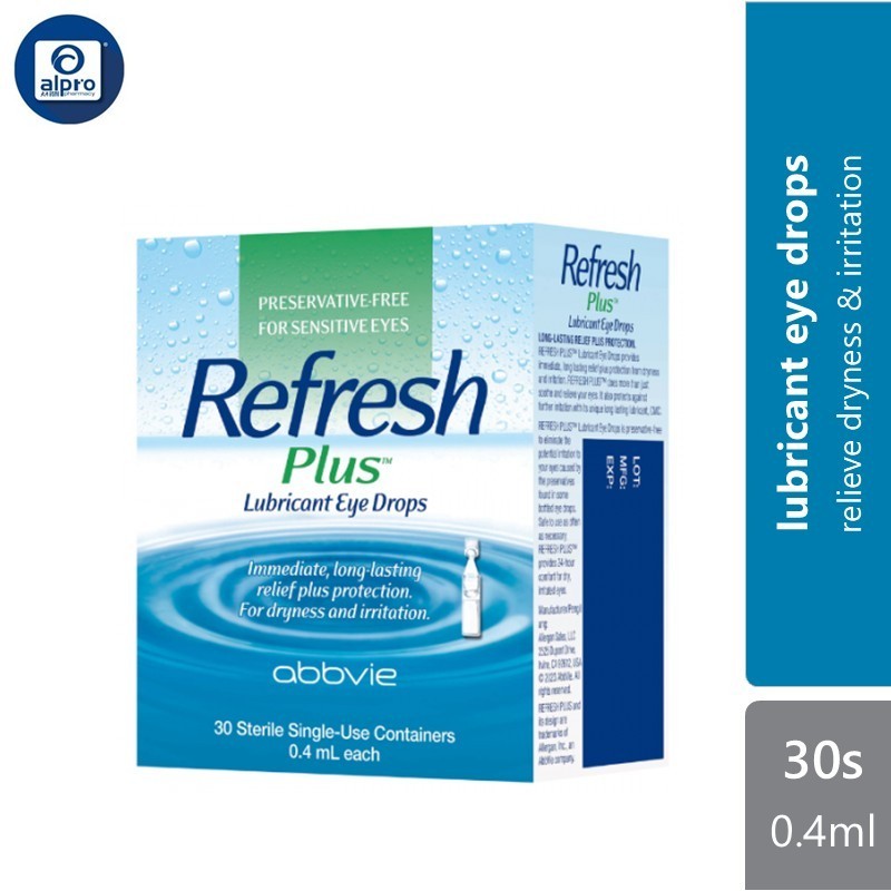 Allergan Refresh Plus Lubricant Eye Drops 0.4ml x 30s | Shopee Singapore