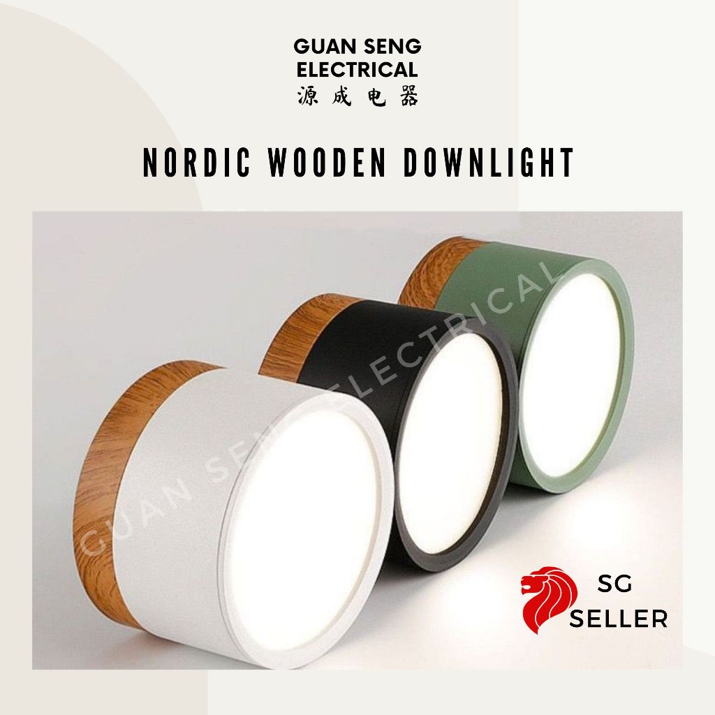 Nordic 15W LED Surface Downlight Black White with Wood 3Tone TriTone ...