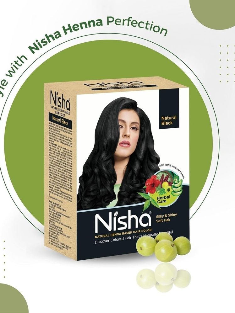 Nisha Henna Based Hair Color Natural Henna Powder Hair Color Dye Dark ...