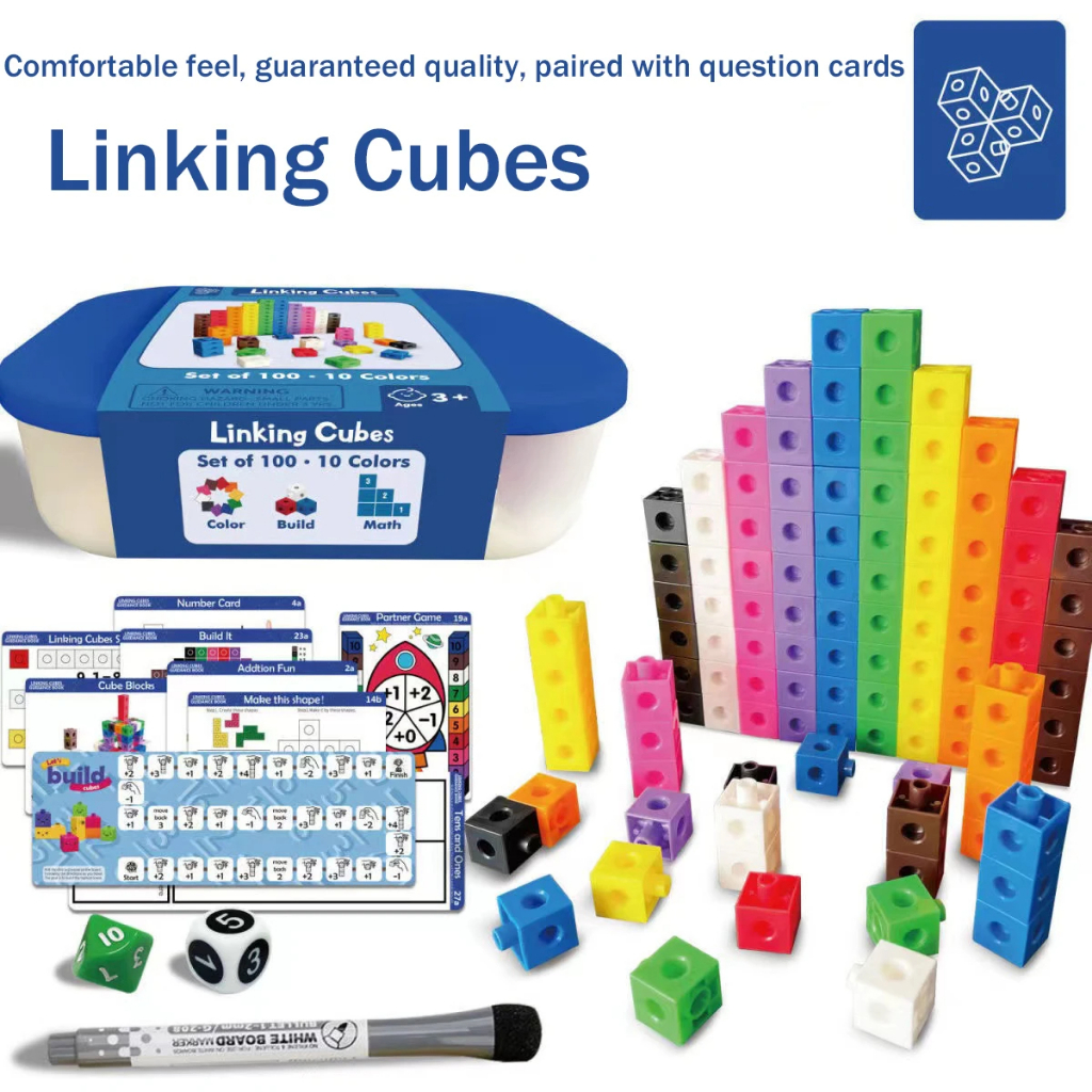 100pcs Linking Cubes Math Activity Set Math Building Blocks Math Cubes ...