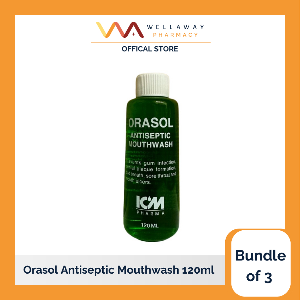 [BUNDLE OF 3] Orasol Antiseptic Mouthwash 120ml [Antibacterial ...