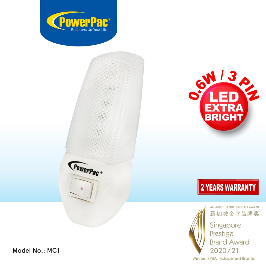 PowerPac LED Night Light Toilet Bathroom Corridor Lamp with Daylight ...