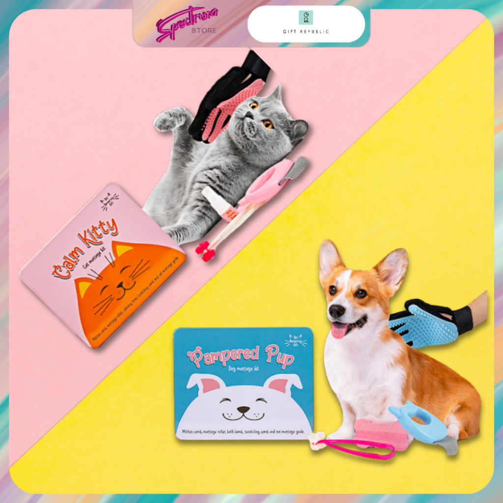Gift Republic | Pet Grooming Massage Kit | Calm Kitty / Pampered Pup ...