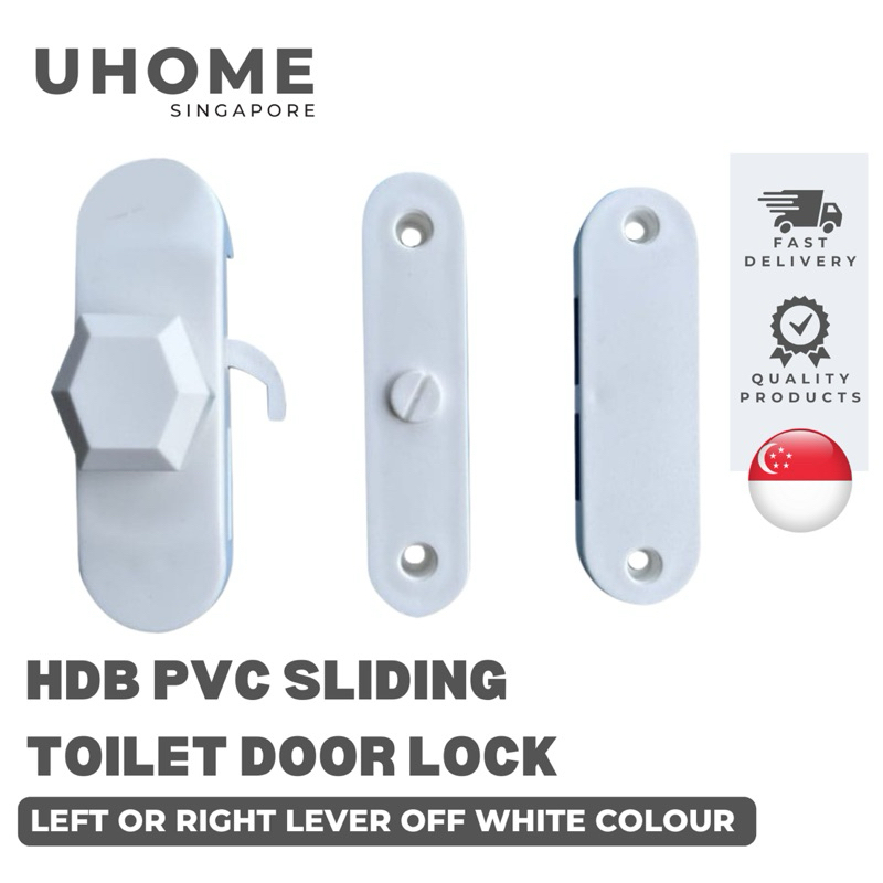 HDB PVC Sliding Toilet Door Lock Left / Right in Off White Colour ...
