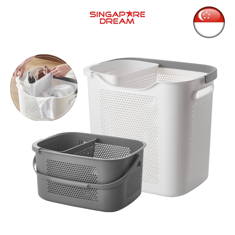 Japanese Style Laundry Basket With Small Inner Basket Hamper Sundries ...