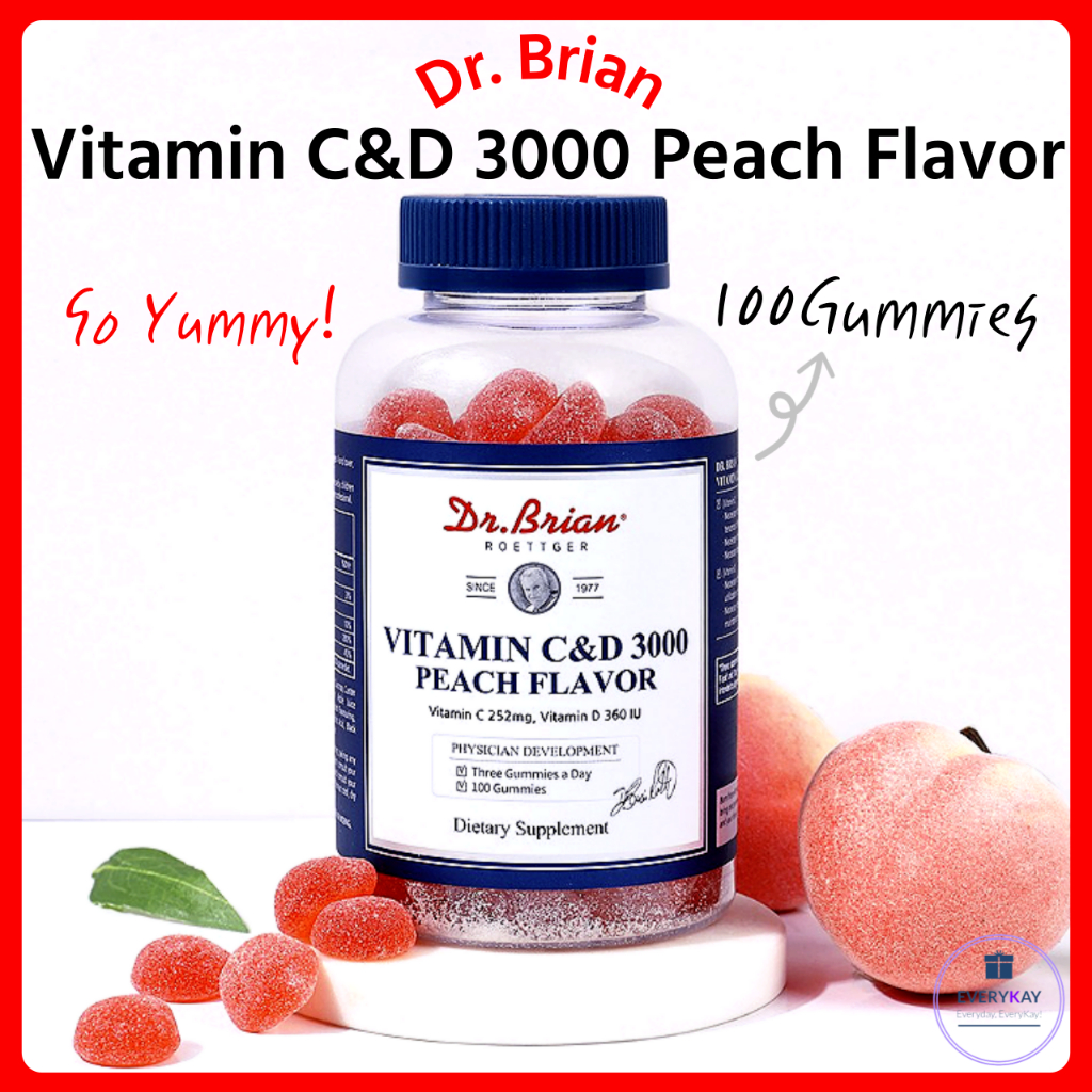 [Dr.Brian] Vitamin C&D 3000 Peach Flavor 100 Gummies | Vitamin Jelly ...