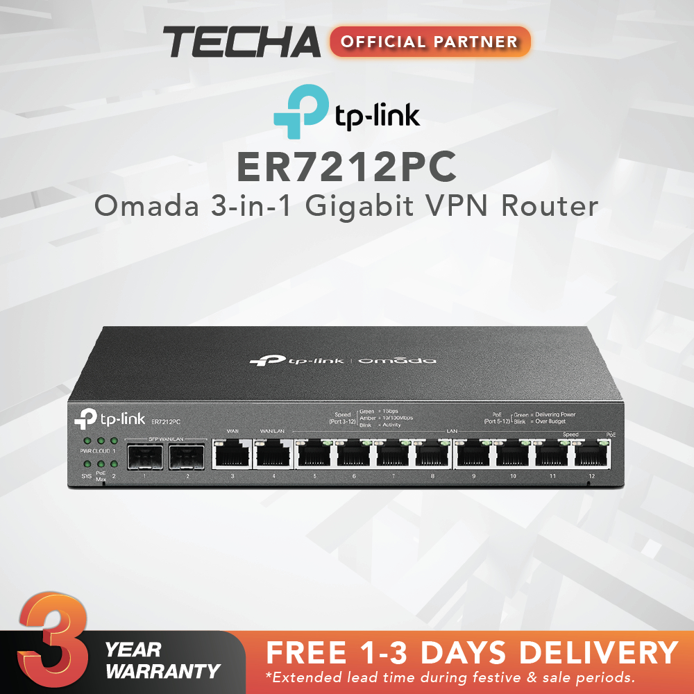TP-Link ER7212PC | Omada 3-in-1 VPN Router with PoE+ and Controller ...
