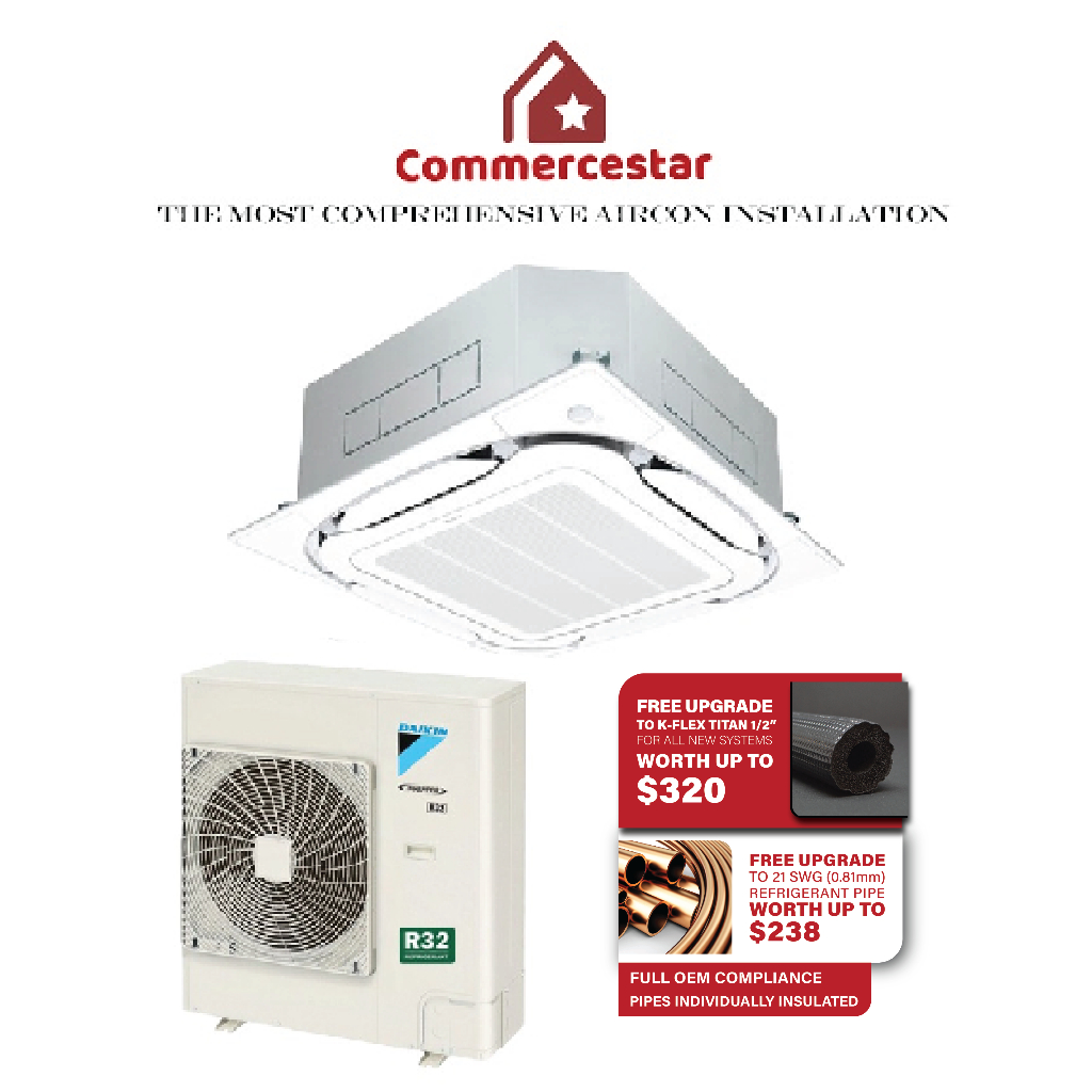 DAIKIN INVERTER R32 CEILING CASSETTE UNIT AIRCON INSTALLATION (18K BTU ...