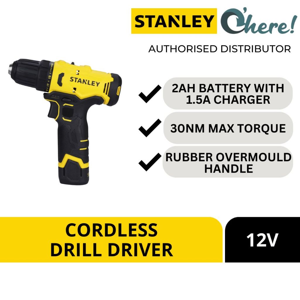 Stanley 12V Cordless Drill Driver SCD10D2K-B1 | Shopee Singapore