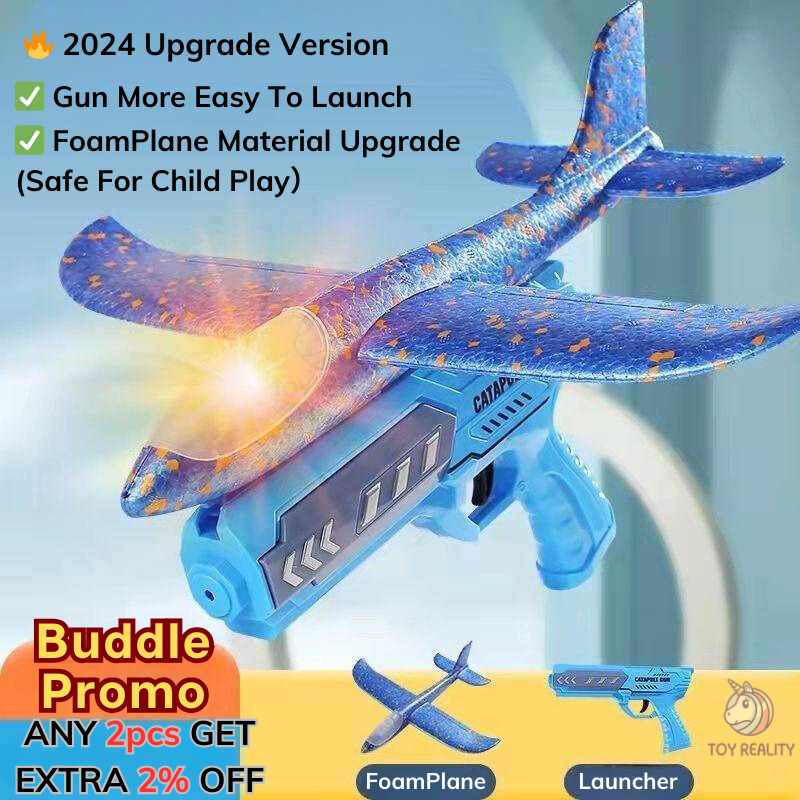 LED Light Airplane Launcher Flying Gun Toy & Throwing Foam Glider Plane ...