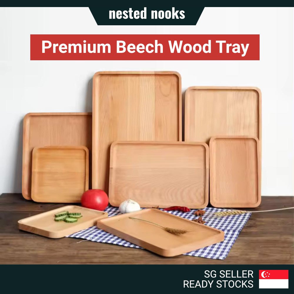 Premium Quality Beech Wood Tray Muji Style Japan Inspired Rectangular ...