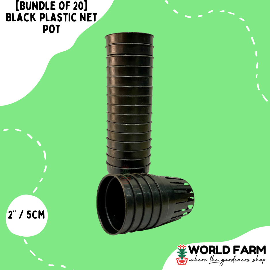 [Bundle of 20] Black Plastic Net Pot, Hydroponics Net Cup, (2" / 5cm ...