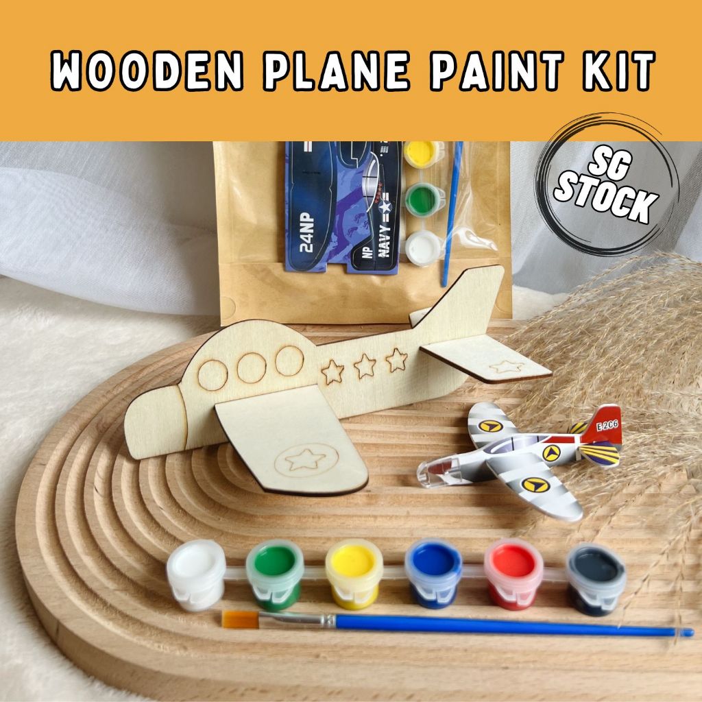 [SG Stock] Wooden Plane Paint Goodie Bag | DIY Kids Toddler Door Gift ...