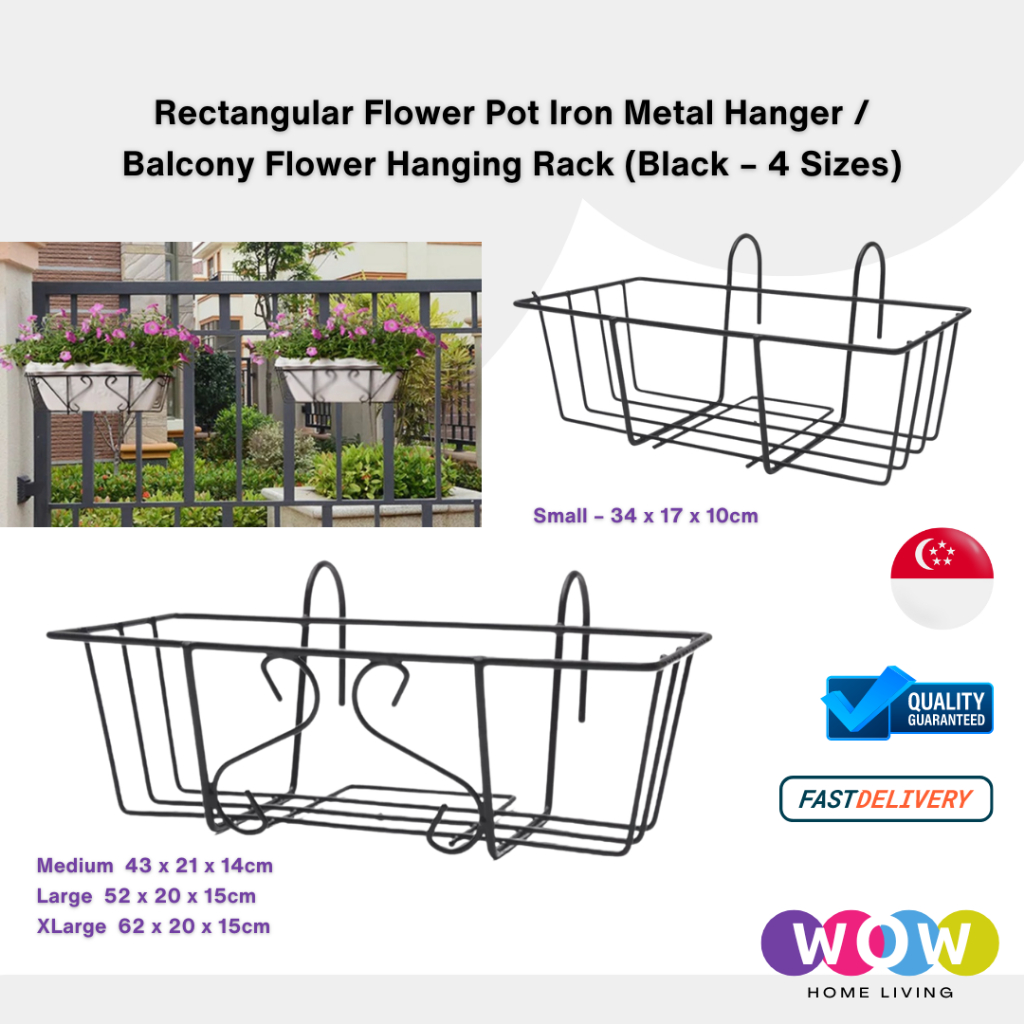 Rectangular Flower Pot Iron Metal Hanger Balcony Flower Hanging Rack ...