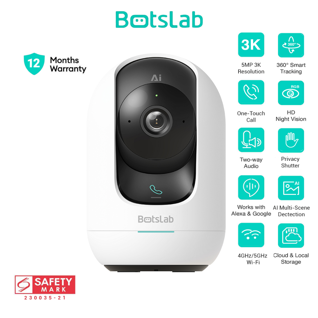 Botslab Indoor Cam 2 Pro, 3K Pan and Tilt CCTV Home Camera Security ...