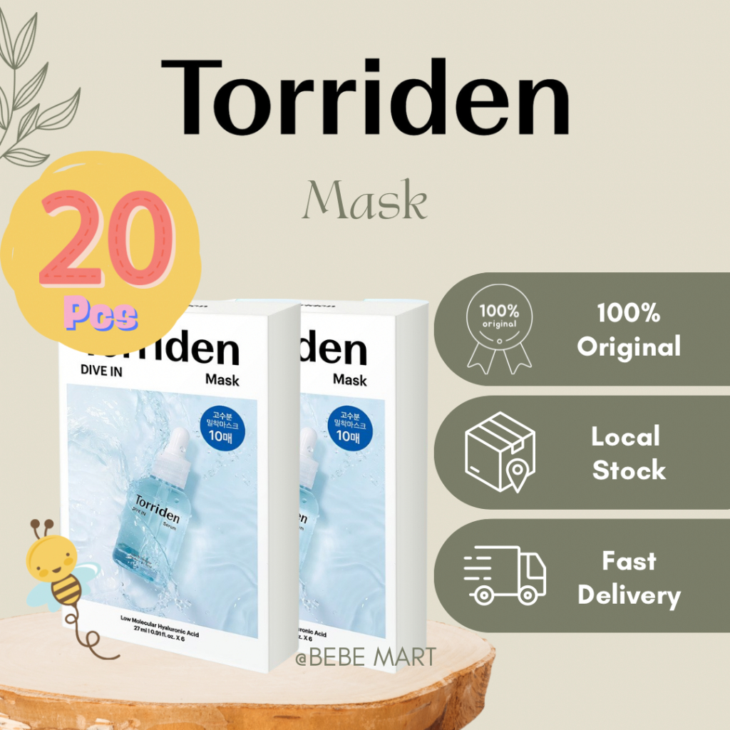 Torriden DIVE IN Low Molecular Hyaluronic Acid Facial Mask 20s Bundle ...