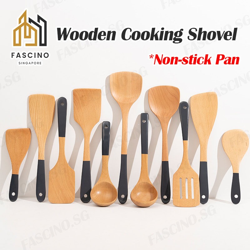 【SG】Japanese Style Wooden Spatula Nonstick Cooking Shovel Rice Scoop ...
