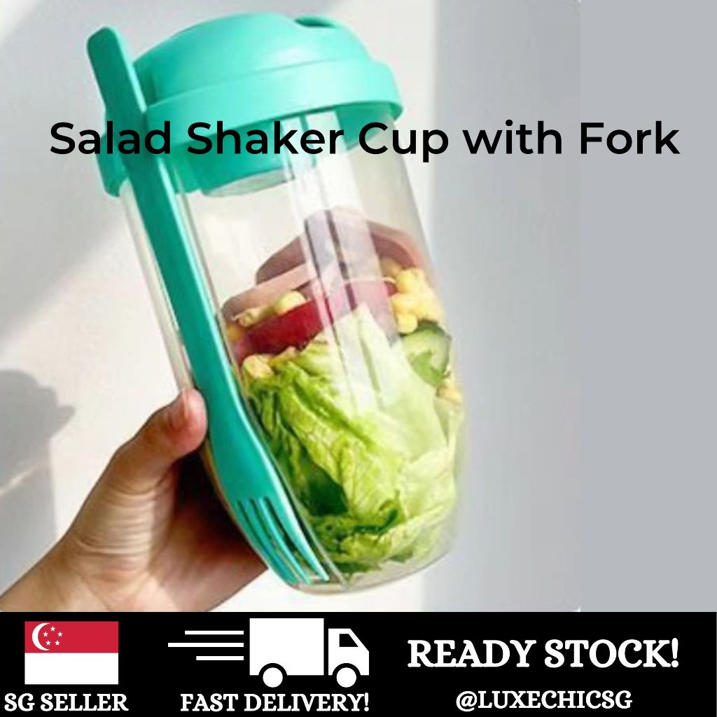 [SG SELLER] Green Portable Bottle Salad Container Bottle-Shaped Bento ...