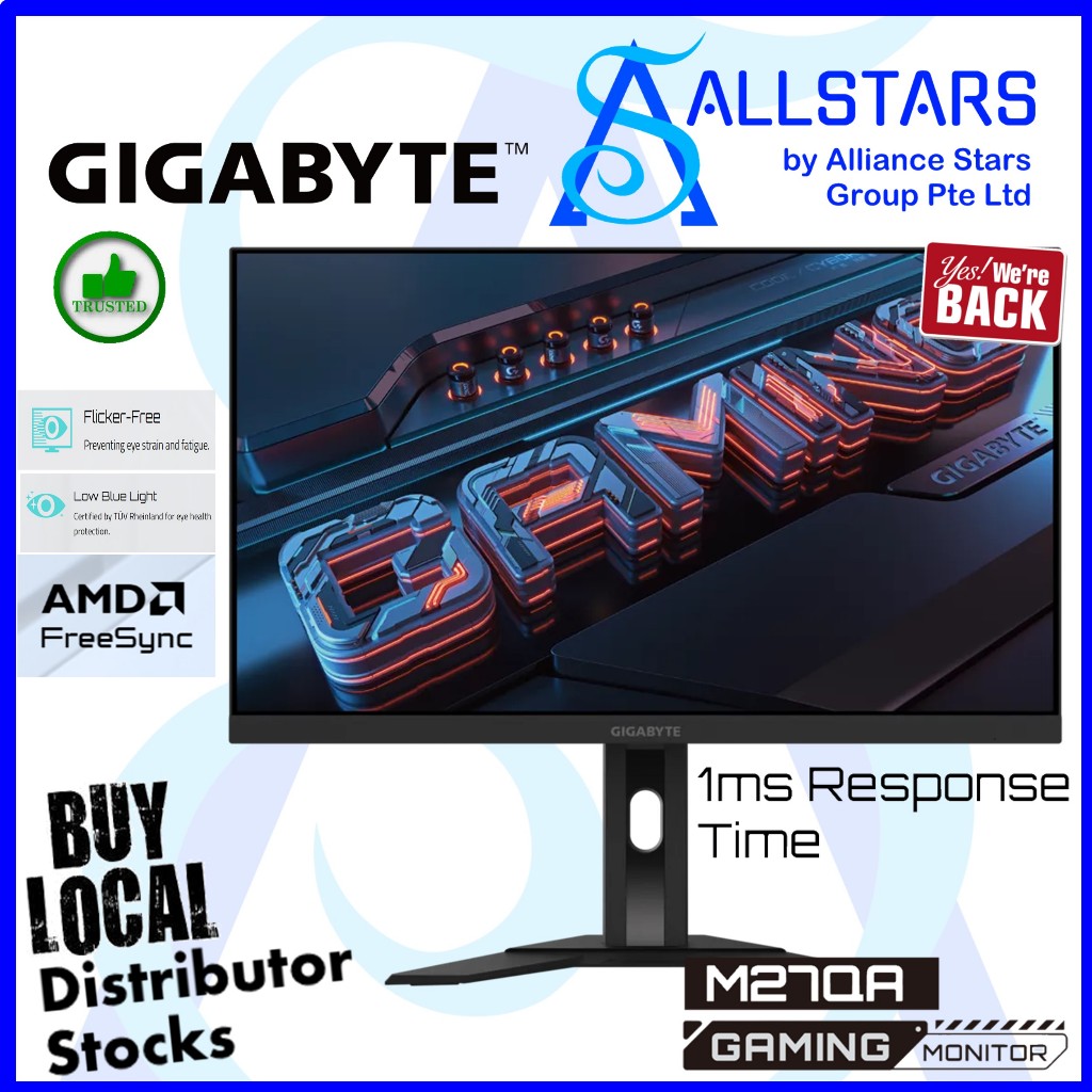 Gigabyte M27QA (Black) 27 inch IPS Gaming Monitor / 2K 2560x1440, 180Hz ...