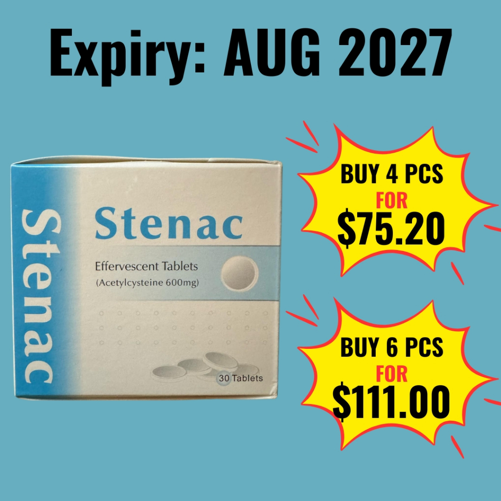 Stenac 600mg Effervescent Tablets 30'S For Reduce Phlegm | Shopee Singapore