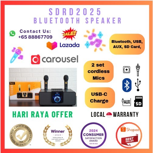 SDRD KEI K08 Portable Karaoke Speaker Home Family KTV with 2 MIC WIRELESS | Shopee Singapore