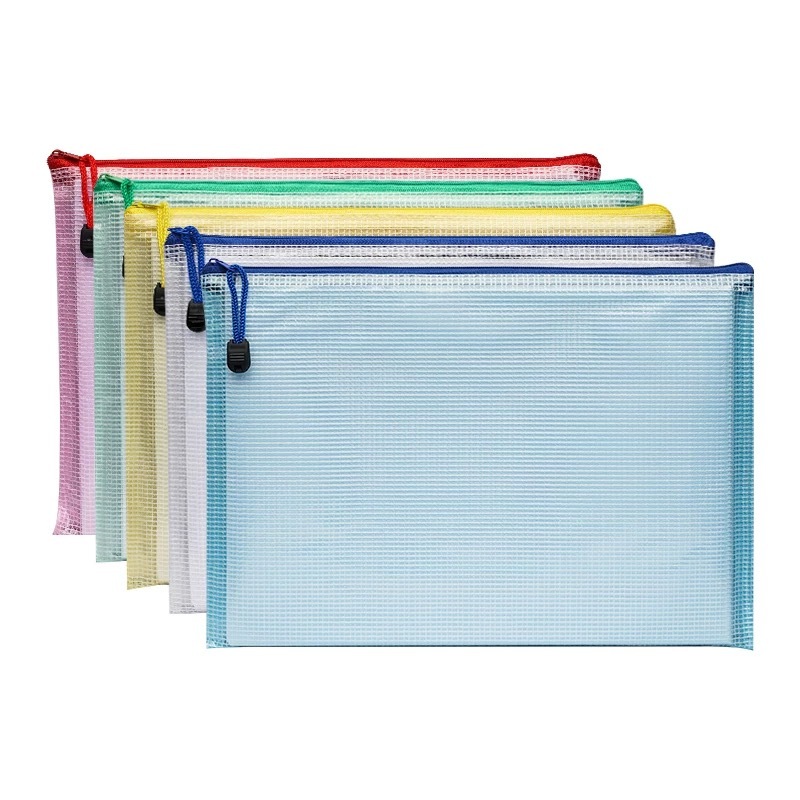 Stationary Office Zip Bag Organizer Mesh Pouch File Folder Transparent ...