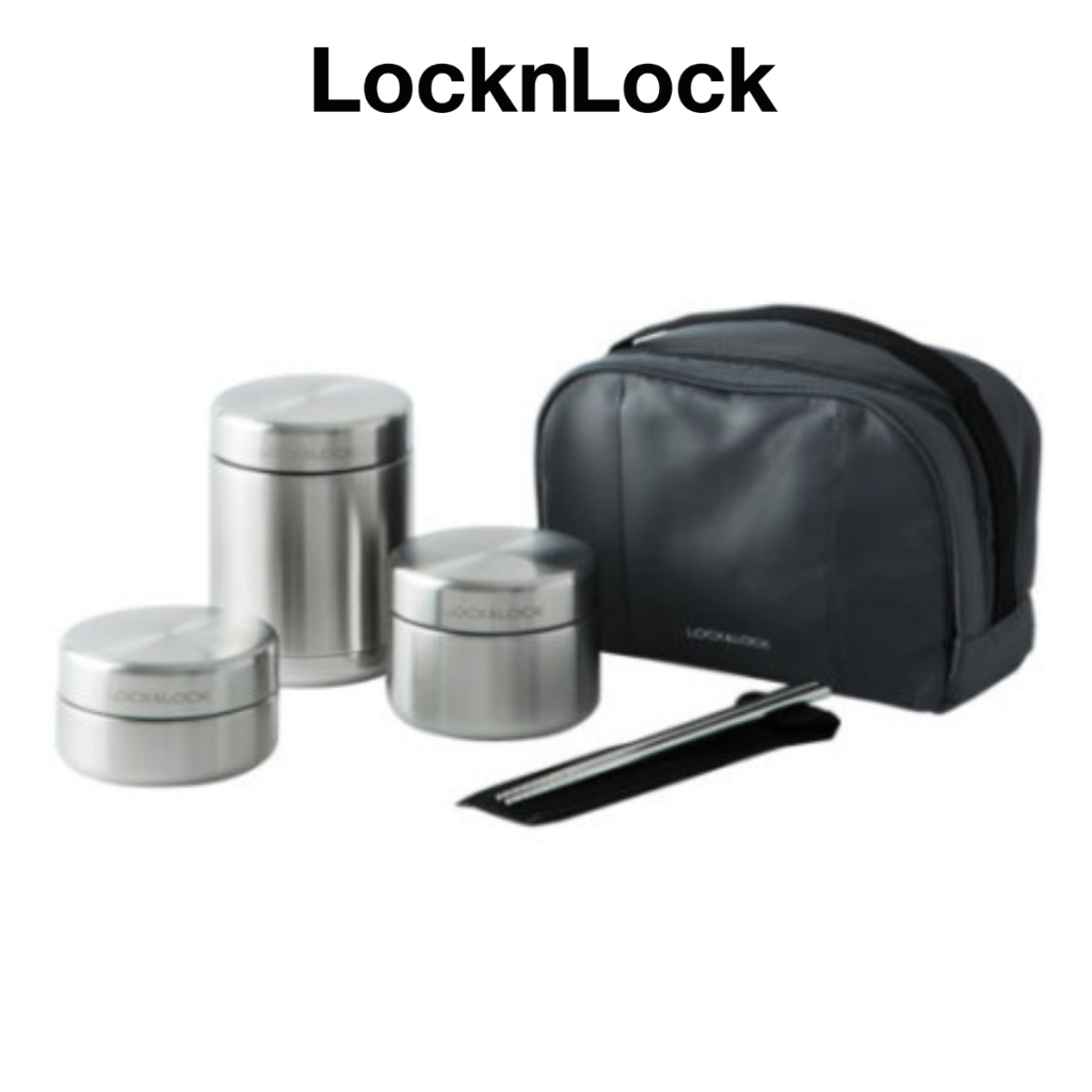 LocknLock Stainless Steel Insulated Thermal Lunch Box 450ml with Black ...