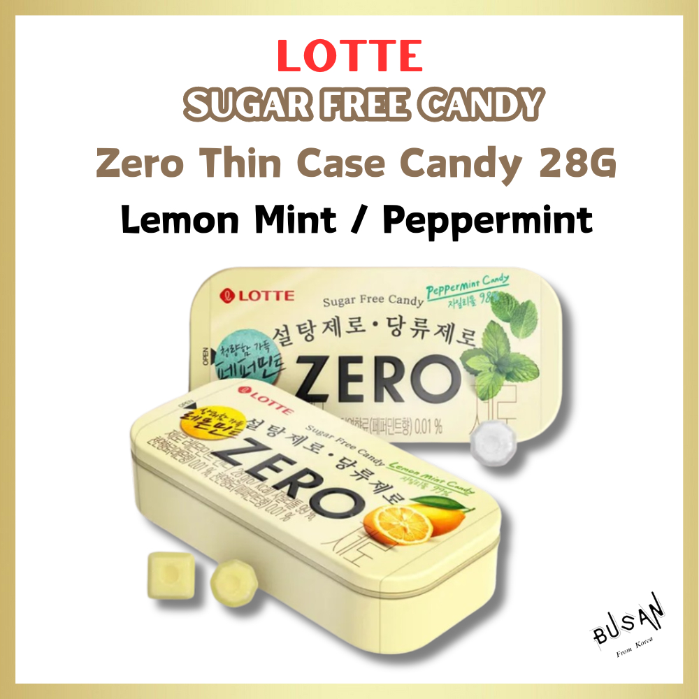[Lotte] ZERO Sugar Free Candy 28 g / Lemon Mint / Peppermint/ 99% ...
