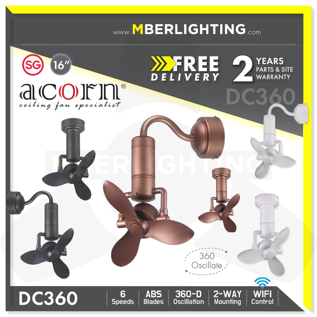 [Free Delivery] ACORN DC360 Smart Corner Fan 16" 360-Degree Oscillation ...