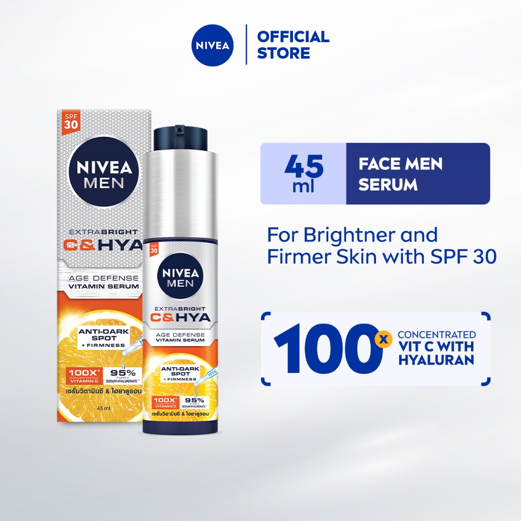NIVEA Men Extra Bright C&Hya Vitamin Serum 45ml / Serum / Vitamin / Clean / Brightening Serum ...