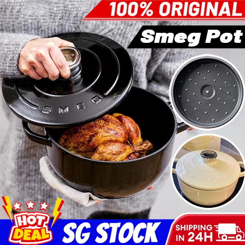 SG 🔥[READY STOCK] Original Smeg Pot Enamel Pot 24CM Smeg Cast Iron Pot ...