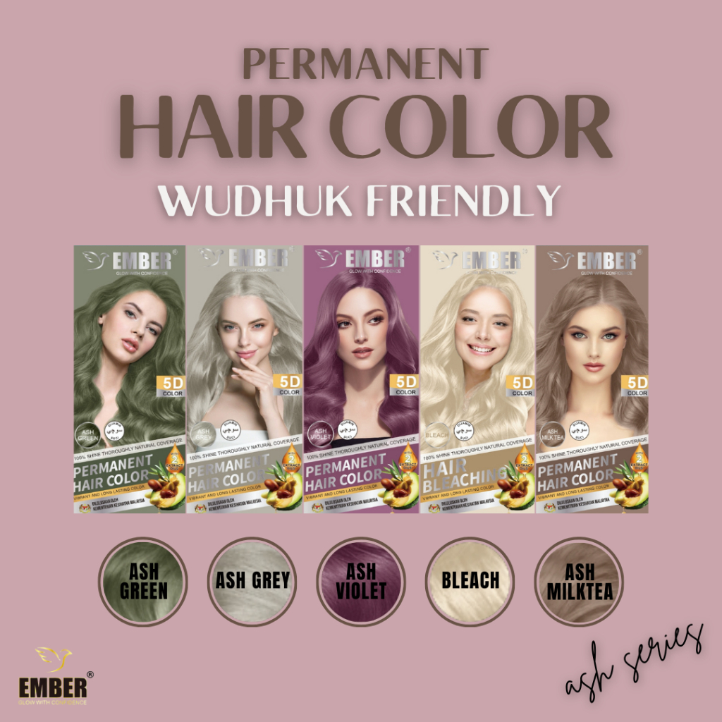 EMBER PERMANENT HAIR COLOR 60 ML/ASH COLORS /Hair Bleach/(Malaysia KKM ...