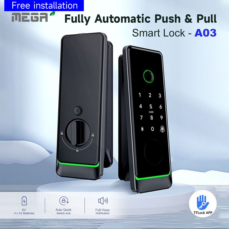 MEGA Smart Bluetooth Lock Fully Automatic Push and Pull Digital Door ...