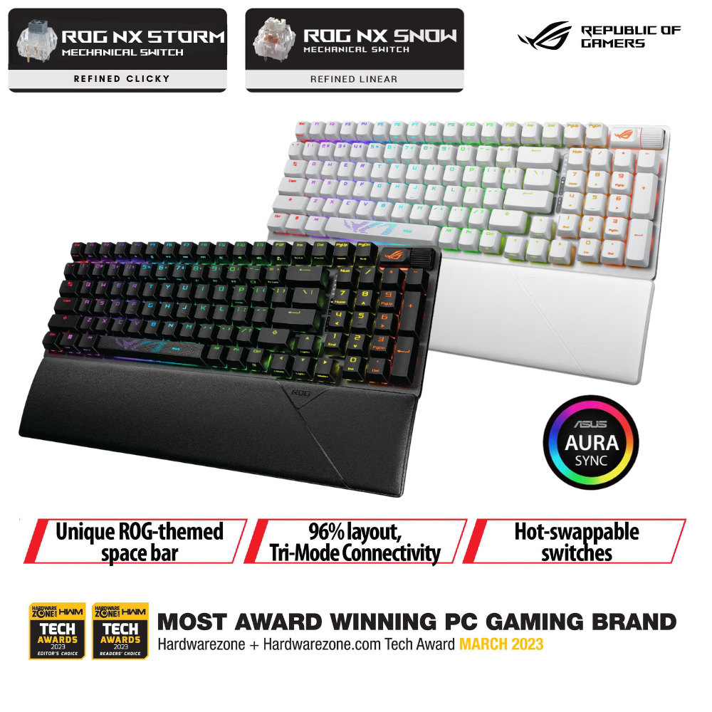 ROG Strix Scope II 96 Wireless Gaming Keyboard - Tri-Mode Connection ...