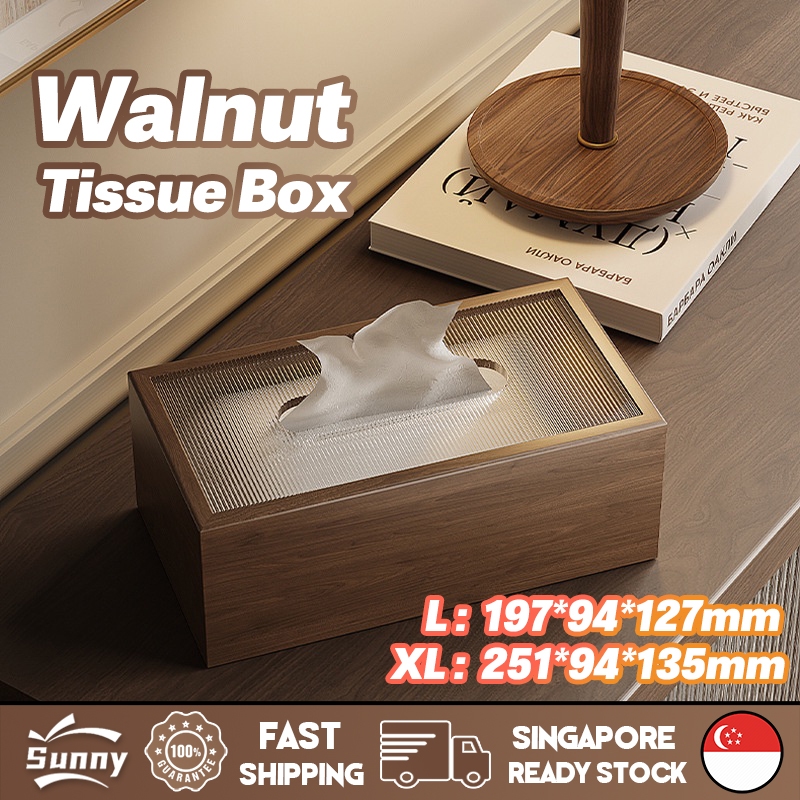 [SG Seller] Walnut Tissue Box Holder Wooden Napkin Holder Home Decor Car Office Organiser Luxury ...