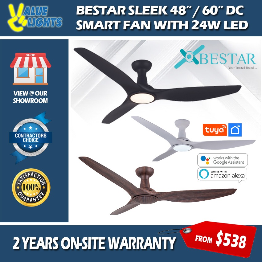 Bestar Sleek 48" / 60" Wifi Enabled Designer DC Ceiling Fan 24W LED ...