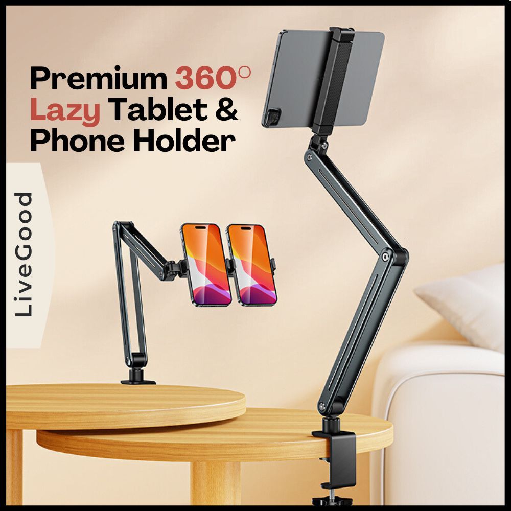 360° Lazy Tablet & Phone Holder Stand (High Quality - Aluminium Alloy ...